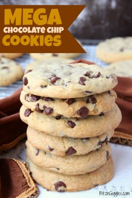 Mega Chocolate Chip Cookies - Bitz & Giggles