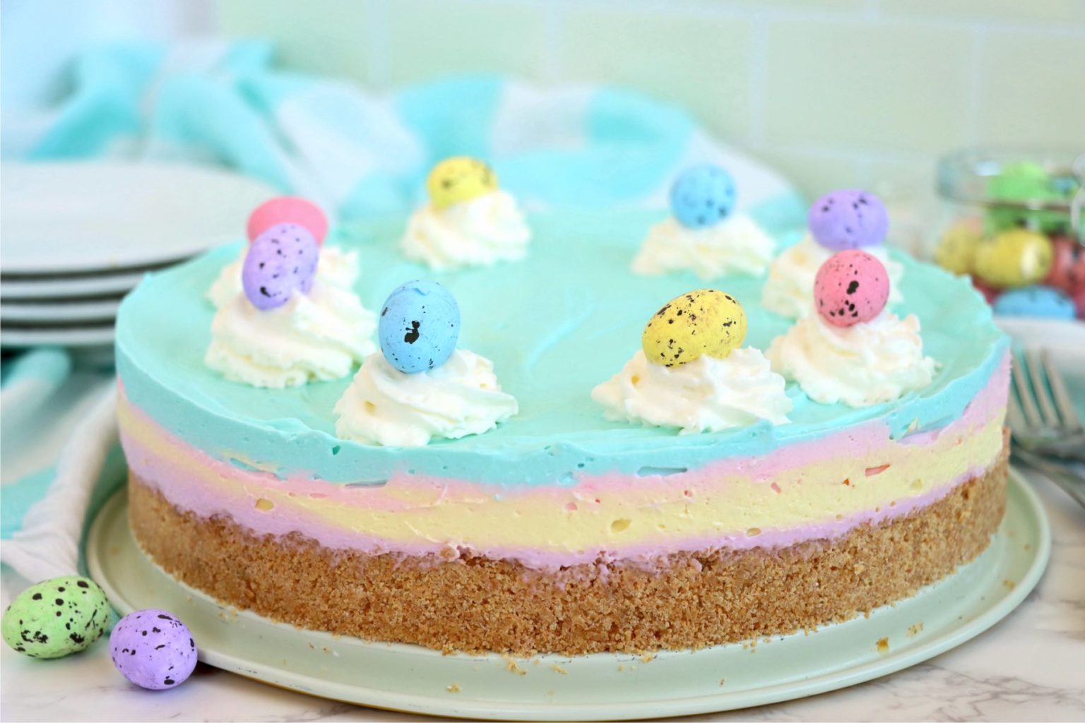 No-Bake Easter Cheesecake - Bitz & Giggles