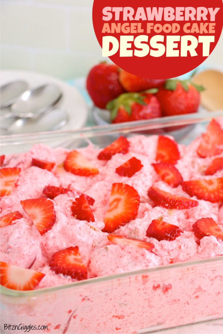 Strawberry Angel Food Cake Dessert - Bitz & Giggles